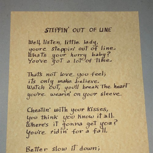 Elvis Presley Steppin Out Of Line Dolores Fuller Hand Signed Song ...