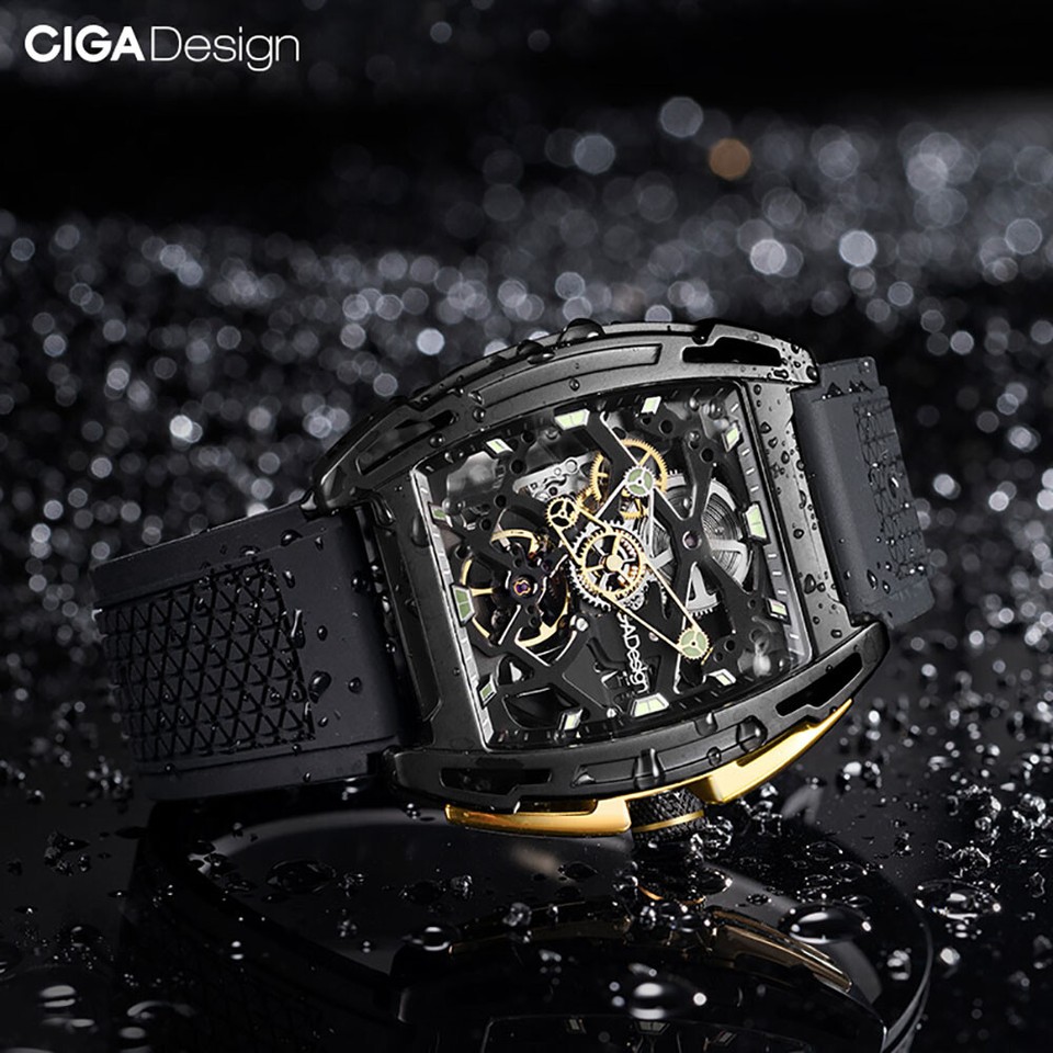 CIGA Design Z Series Automatic Openworked Steel Dlc Gold Black Men's ...