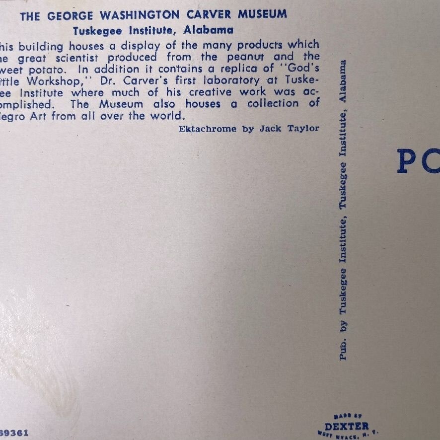 Vintage Postcard George Washington Carver Museum Tuskegee Institute ...