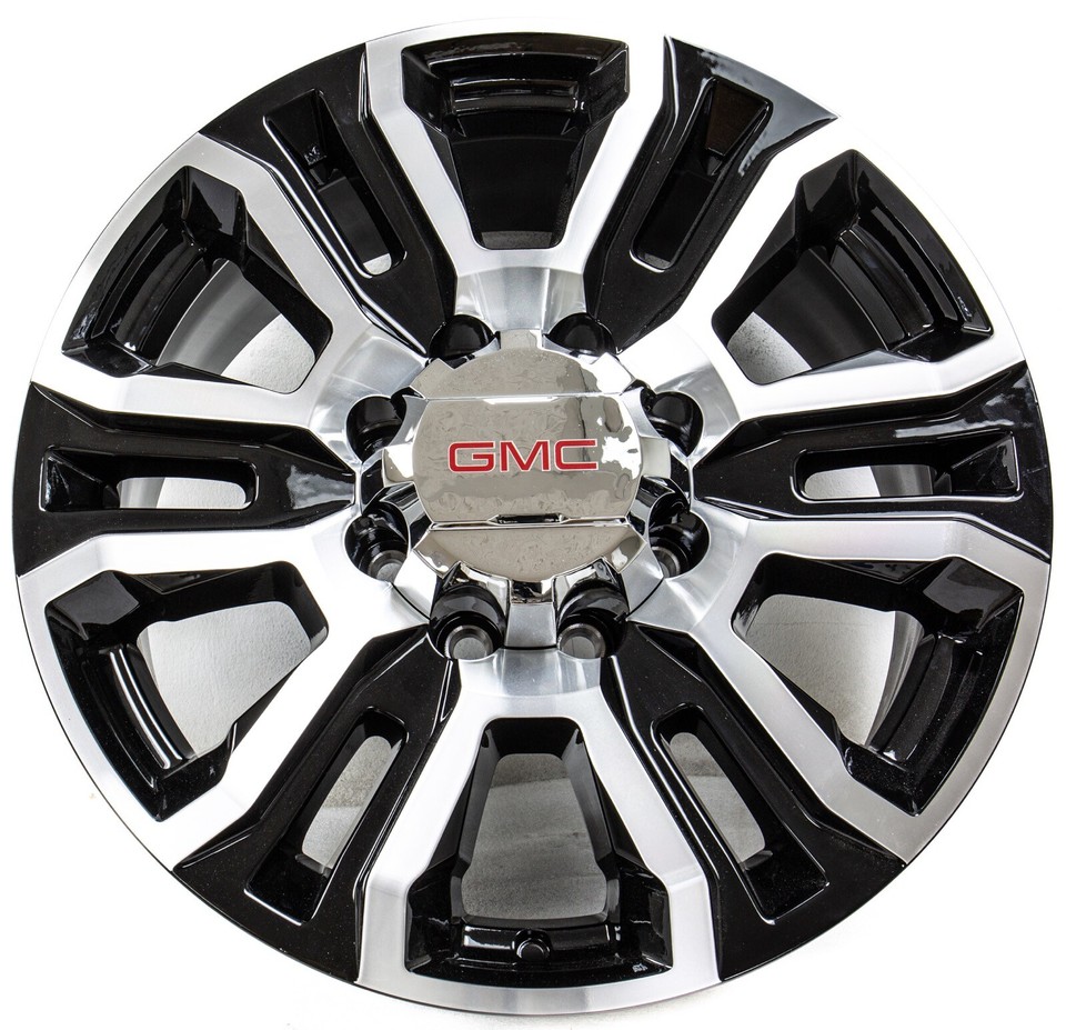 4 GMC Sierra HD 2500 3500 8 Lug 8x6.5 20” Black Machined Wheels Rims ...