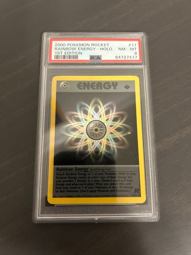 2000 Pokemon Team Rocket Rainbow Energy Holo 1st Edition 17/82 PSA 8 NM ...