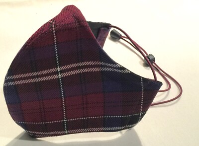 WELSH TARTAN *ADULT* FABRIC FACE MASK COVERING + WIRED NOSE + EAR or ...