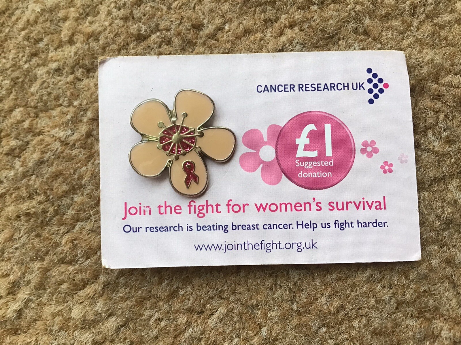 Cancer Research UK pink flower enamel pin badge brooch Charity | eBay UK