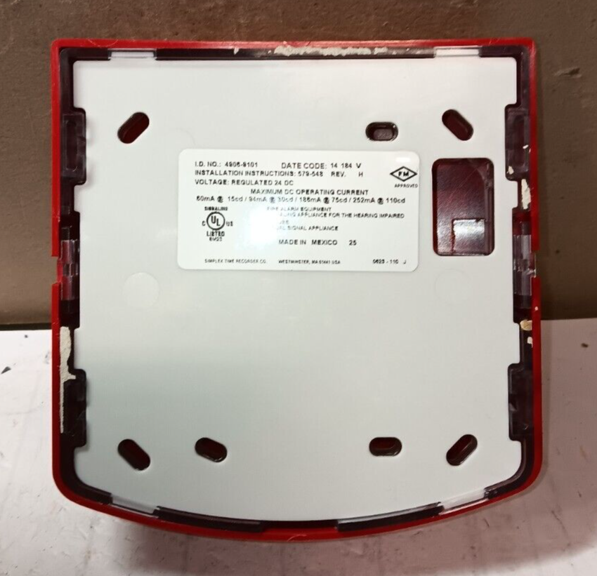 NEW SIMPLEX 4906-9101 V/O M-C NON-ADDRESS RED WALL STROBE 743250 FIRE ...