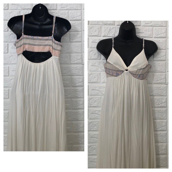 Hem & Thread maxi gauze keyhole back dress - Gem