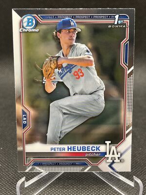 Peter Heubeck 2021 1st Bowman Draft Chrome #BDC-146 Los Angeles Dodgers ...