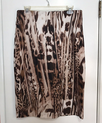 New York & Co Women’s size 6 brown animal print pencil stretch back zip ...