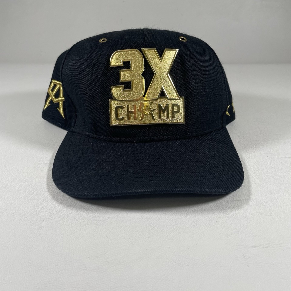 Canelo Alvarez Snapback Hat 3X Champ Gold 3D Logo Boxing One Size Black ...