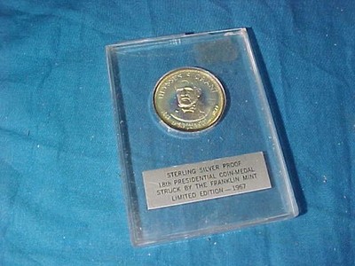 1967 FRANKLIN MINT STERLING Silver US GRANT 18th President COIN MEDAL ...