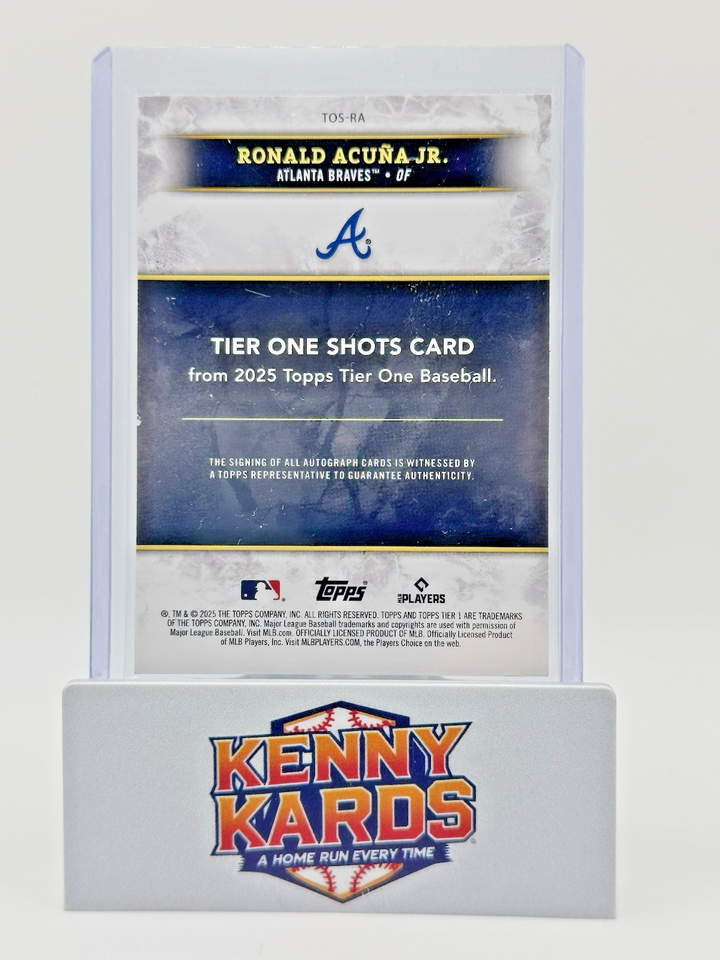 2025 Topps Tier One Ronald Acuña Jr 30/49 Shot Card On-Card TOS-RA Auto ...