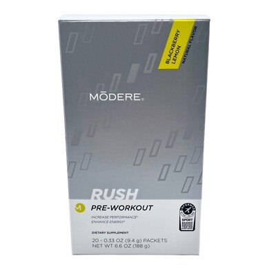 Modere Rush Pre-Workout Blackberry Lemon 20 Packets- New In Box- Free ...