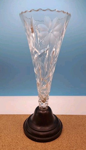 Heavy Antique American Brilliant Period Cut Crystal Trumpet Vase On ...