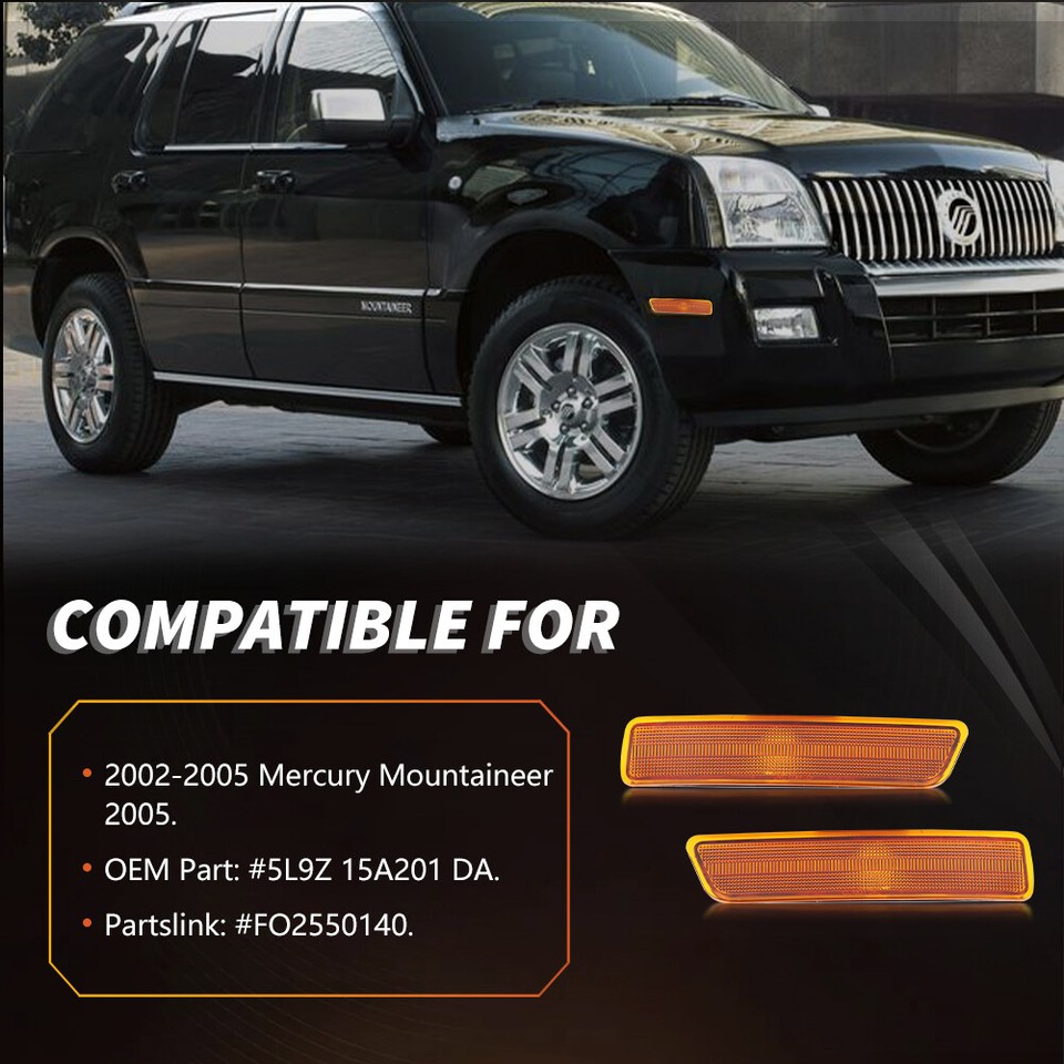 2X Amber Lens Front Corner Side Marker Lights For 2002-2010 Mercury ...