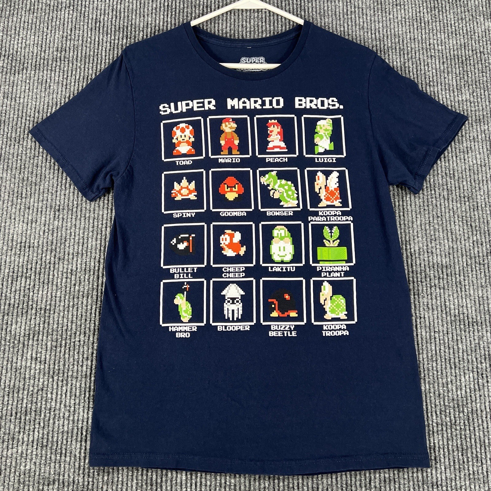 Super Mario Brothers Shirt Characters Mens Medium Blu… - Gem