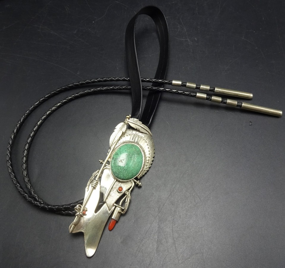 Spectacular RAY WINNER SterlingSilver 14K TURQUOISE CORAL Warrior Chief ...