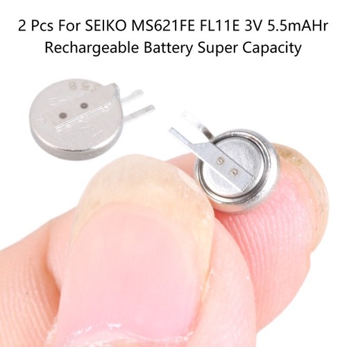 2 Pcs For SEIKO MS621FE FL11E 3V 5.5mAHr Rechargeable Battery Super ...