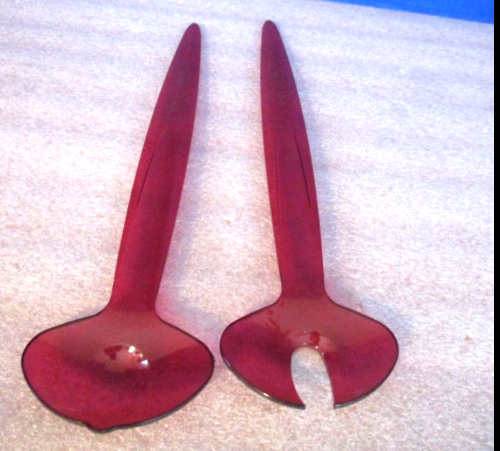 Tupperware Sheerly Elegant Serving Spoons Set Jewel tones Ruby Red New ...