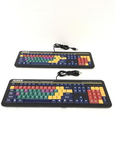 2x AWE LEARNING LB16A-AWE Colorful USB Keyboard QWERTY, WORKING, FREE ...