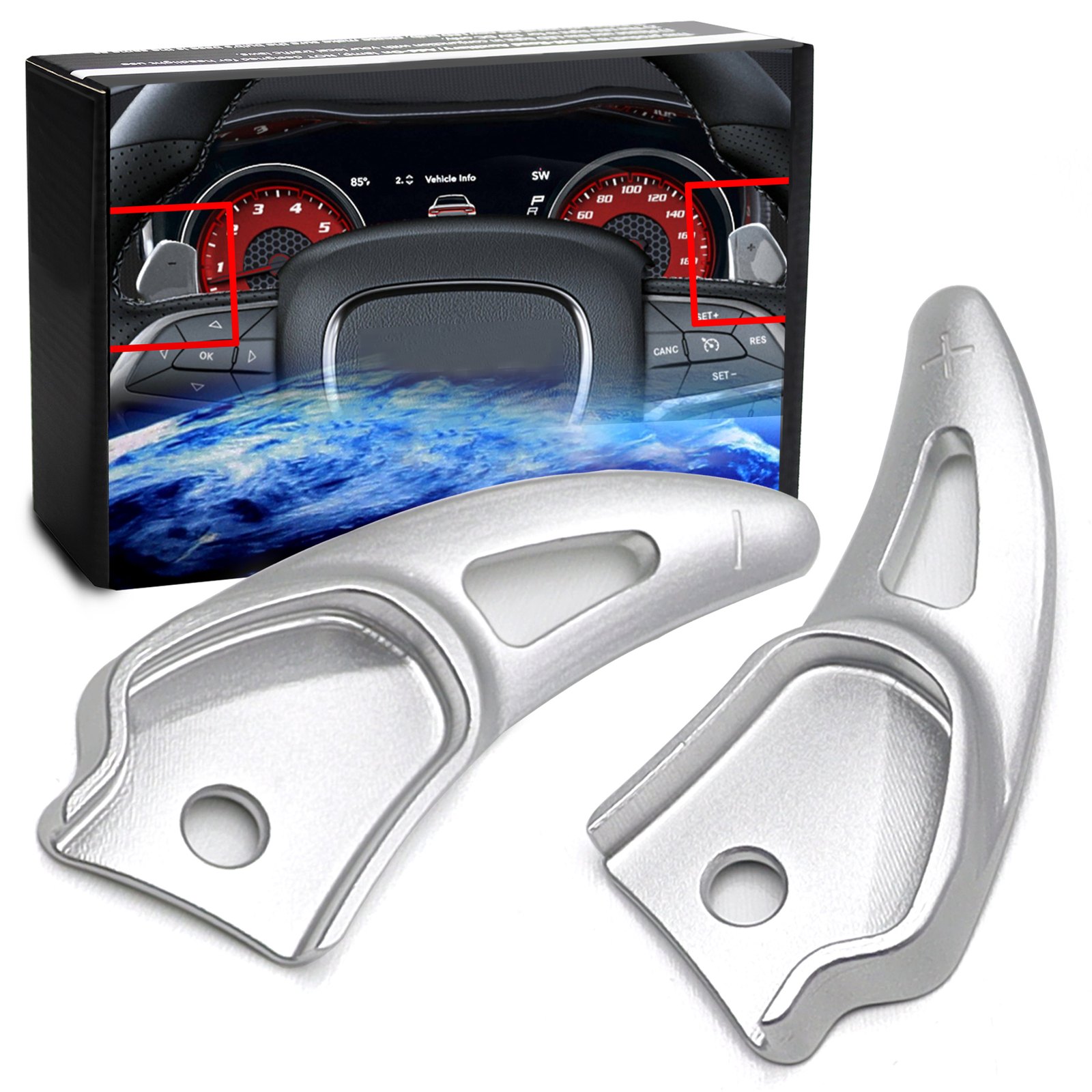 Silver Larger Aluminum Paddle Shifter For Challenger Charger Durango ...