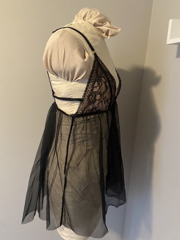 Victoria’s Secret Negligee Lace Babydoll Nightie Teddy Lingerie Strappy ...