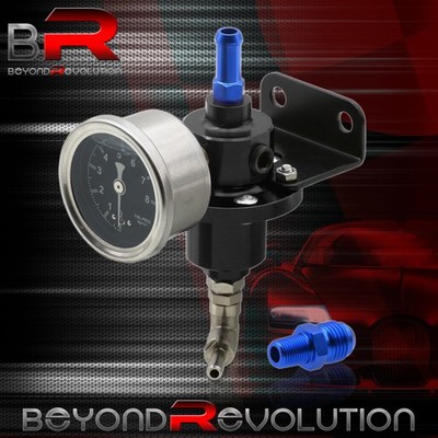 Black Adjustable 1:1 Ratio Fuel Pressure Regulator Unit Intake Manifold ...