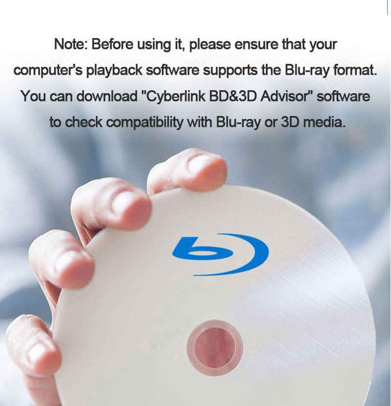External Bluray Drive USB 3.0 Blu-ray Reader 3D DVD/CD Burner for PC ...
