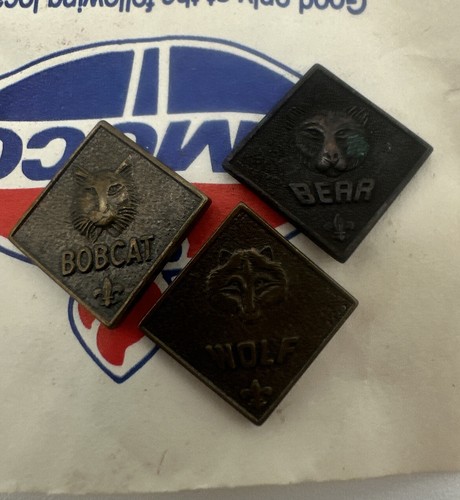 3 CUB SCOUT Boy Scouts of America Rank PINS Badge BSA Bear Wolf Bobcat ...