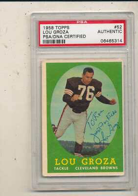 Lou Groza Browns #52 1958 Topps Signed Football Card psa/dna | eBay