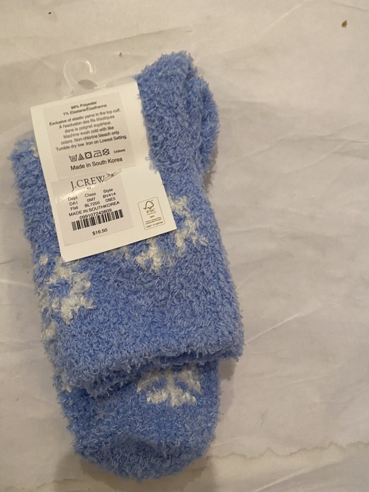 J.Crew Women’s Snowflake Fuzzy Boot Socks Light Blue One Size Gift ...