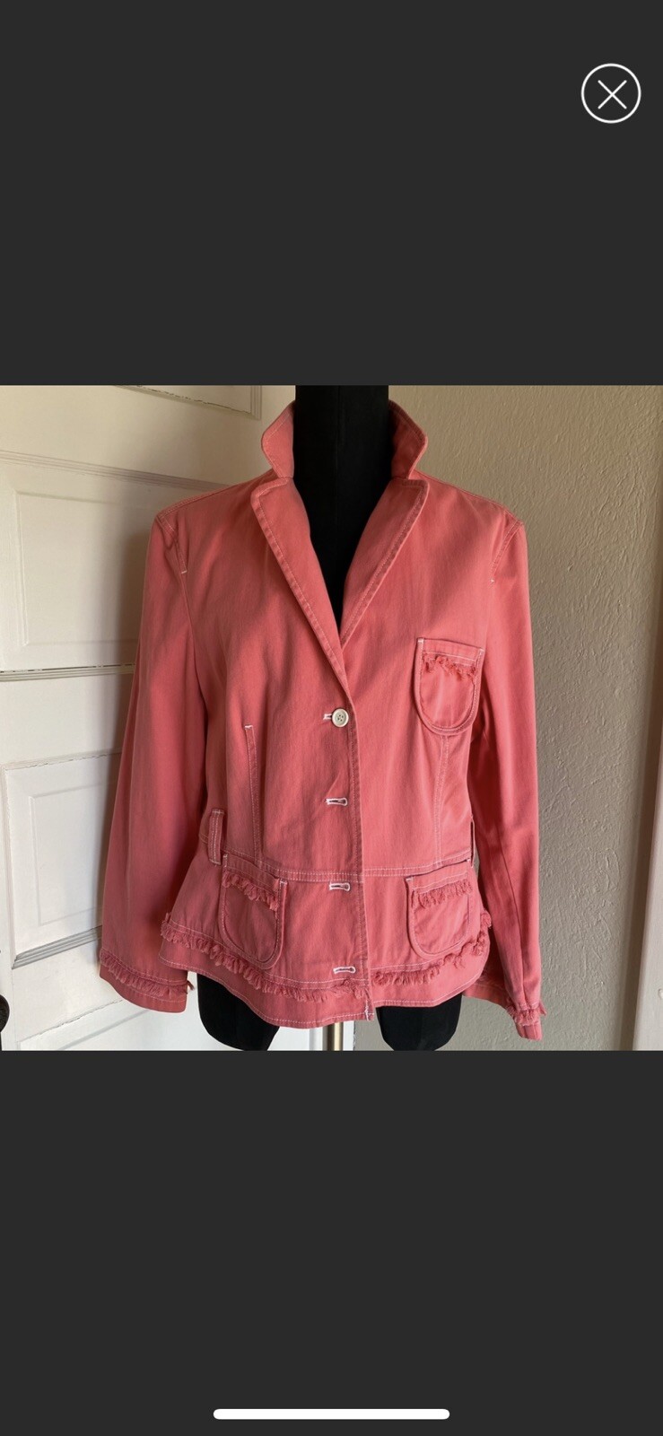 Bandolino Woman’s stretch denim jean jacket, Coral XL Comfy Casual ...