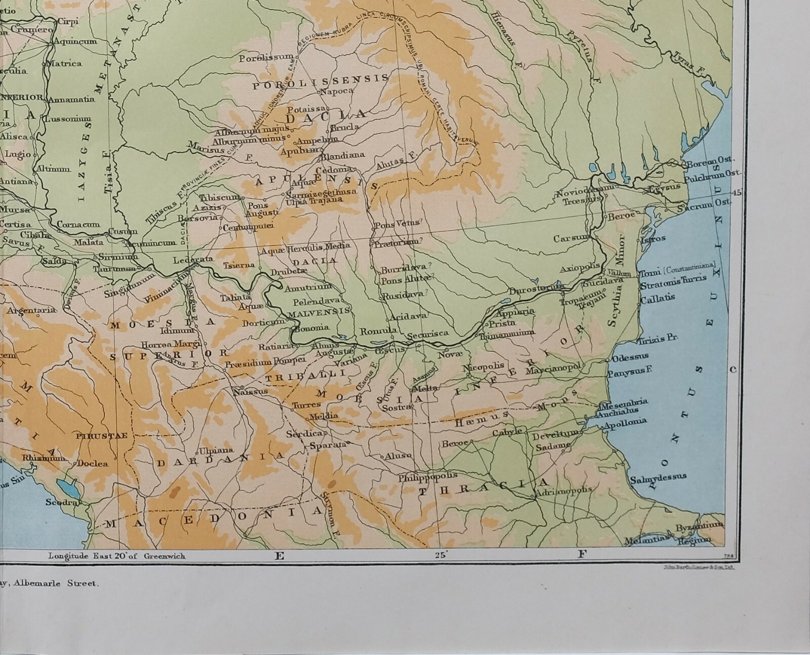 CLASSICAL MAP DANUBIAN PROVINCES ROMAN EMPIRE ITALIA NORICUM PANNONIA ...