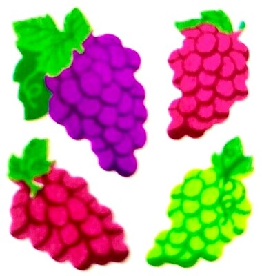 *VINTAGE* FUZZY GRAPES GREEN PURPLE RED GRAPE FRUIT Sandylion Stickers ...