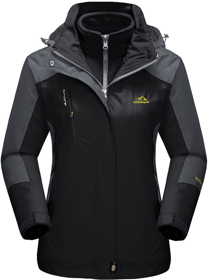 Womens 3-in-1 Winter Coat Snow Ski Jacket Waterproof Windproof Fleece ...