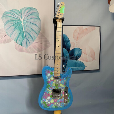 Factory Custom Blue Floral Tele Electric Guitar TL69 Chrome Hardware ...