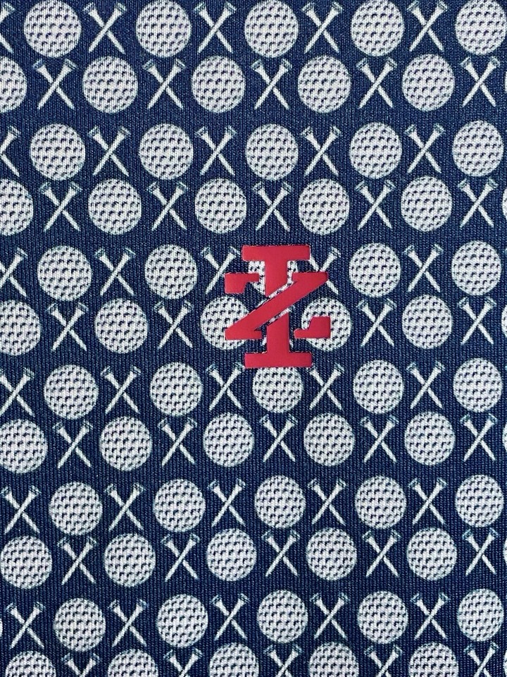 Izod Mens Golf Stretch Blue Golf Pattern Print Short Sleeve Polo Shirt ...