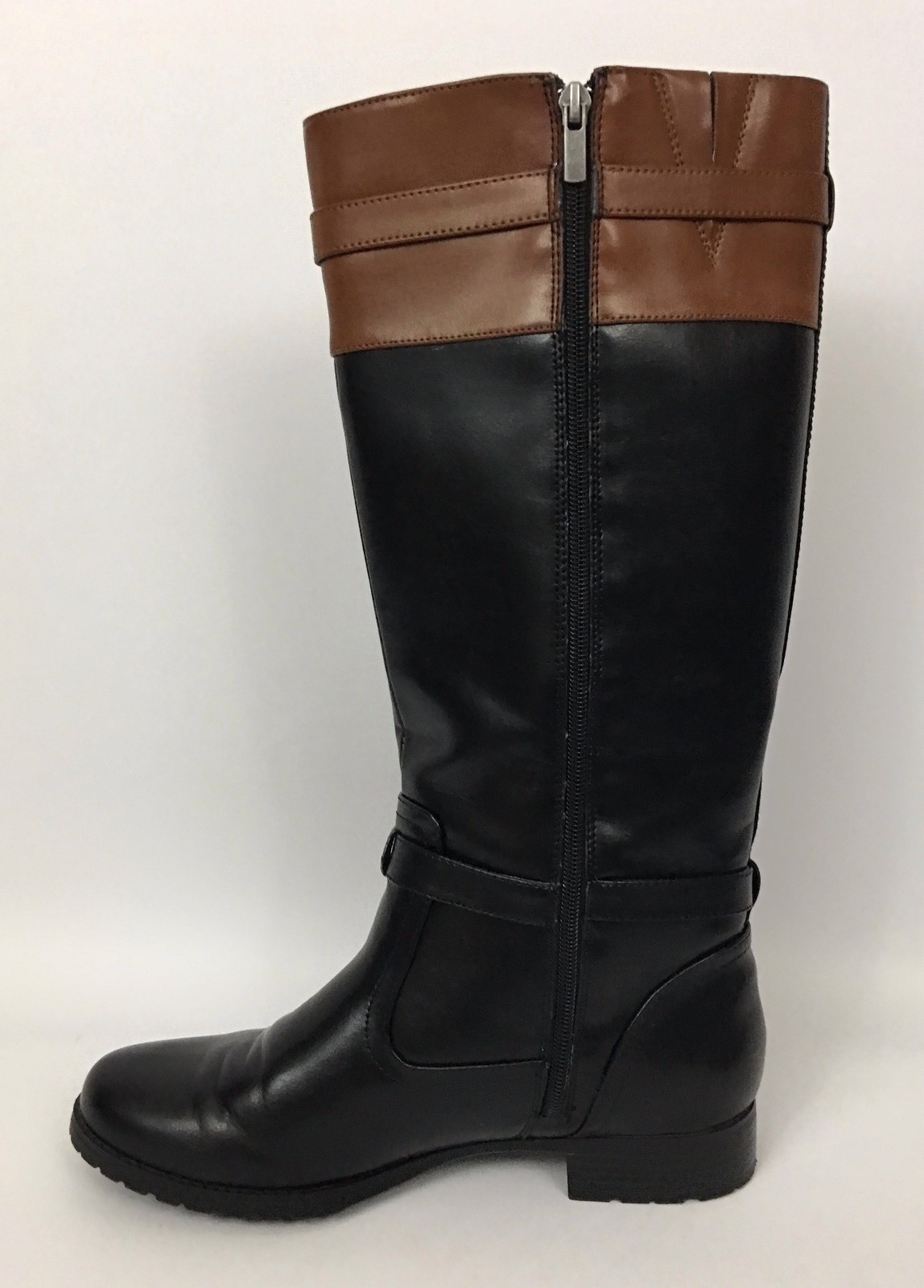 Chaps Chaya Black Brown Knee-High Tall Riding Boots Size 9 B | eBay