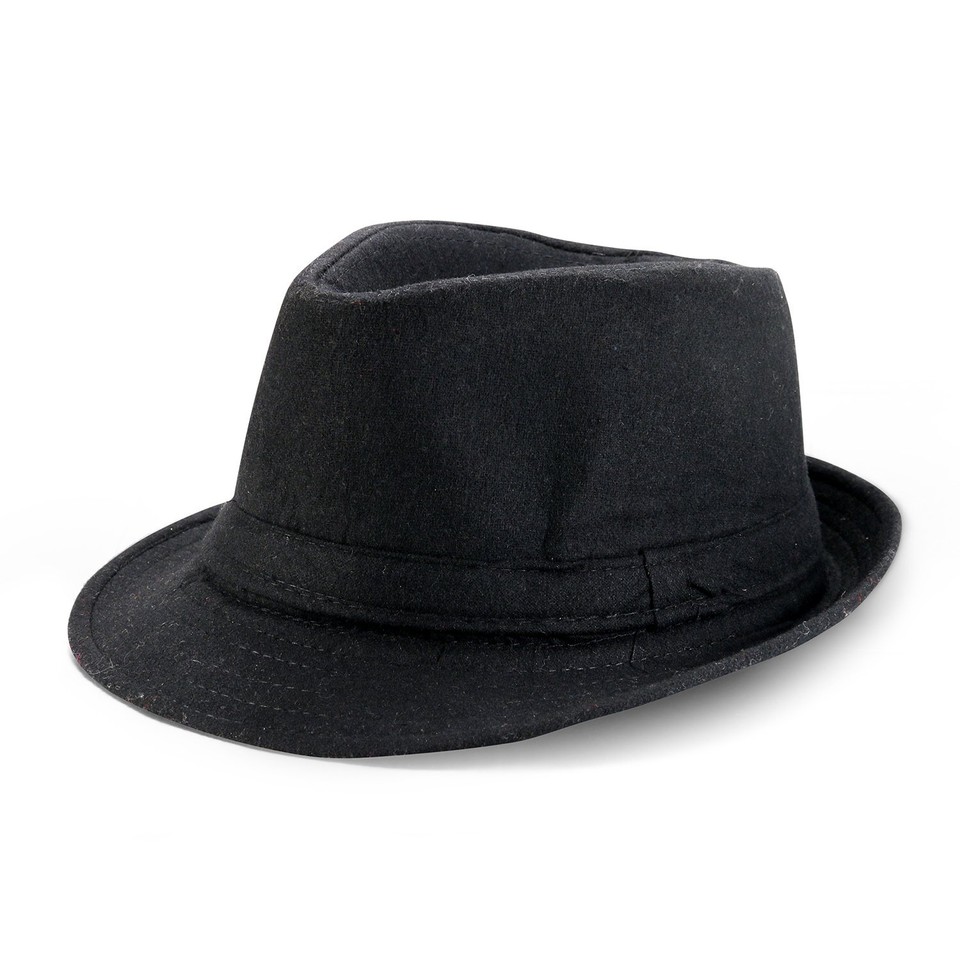 Men's Women's Classic Thick Short Brim Manhattan Gangster Trilby Cap ...