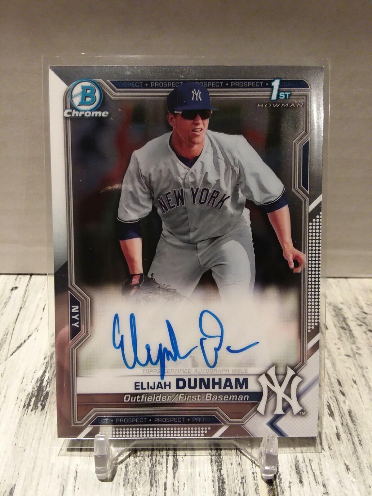 2021 Bowman Chrome 1st Elijah Dunham Base Auto Yankees RC ROOKIE ...