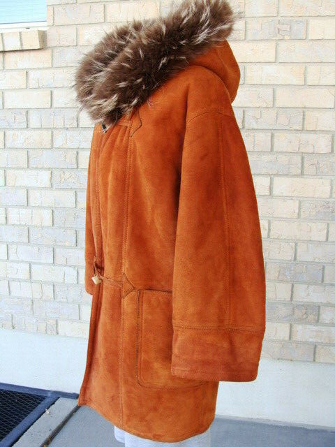 Christia By Hana K ~Shearling Suede Jacket Big Hood S… - Gem