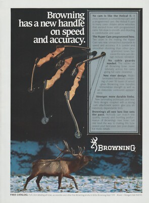 1984 Browning Archery Bows - Rutting Bull Elk Hunting - Magazine Print ...