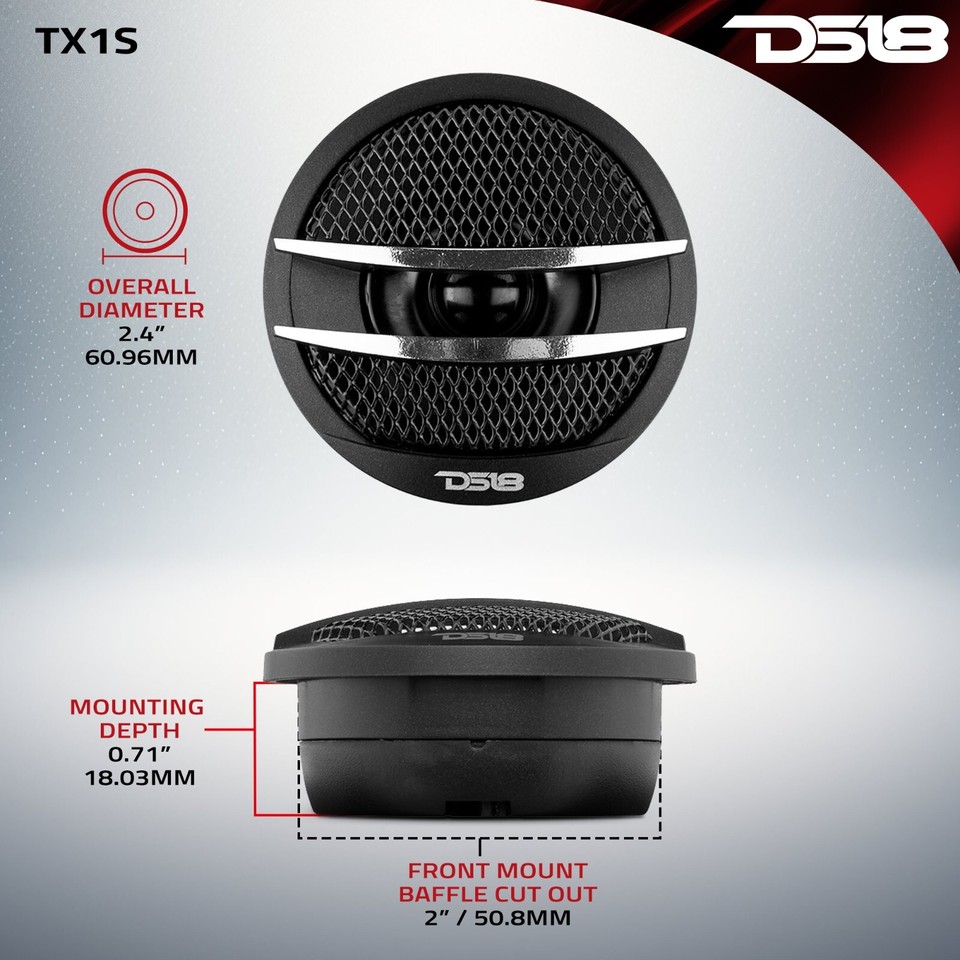 DS18 TX1S Car Audio 2" Super Tweeter Build In Crossover Silver 200 ...