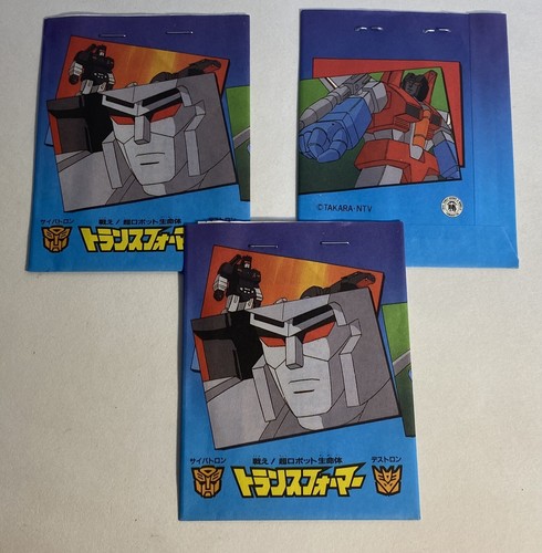 G1 Generation 1 Transformers 3 Takara NTV Menko Sticker Packs New ...