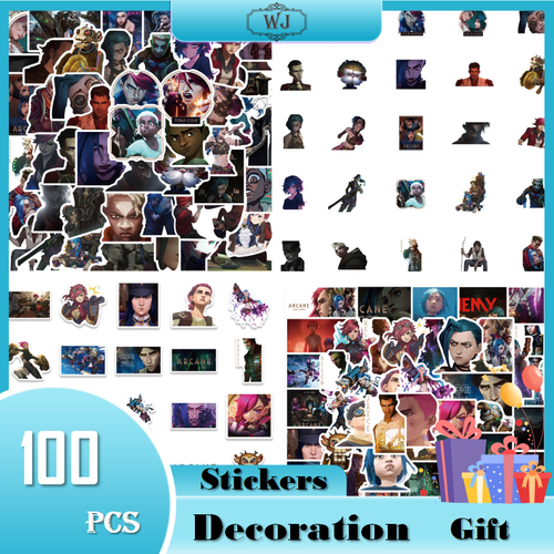 100pcs Arcane Anime Vinyl Decal Stickers Luggage Waterproof Skateboard ...