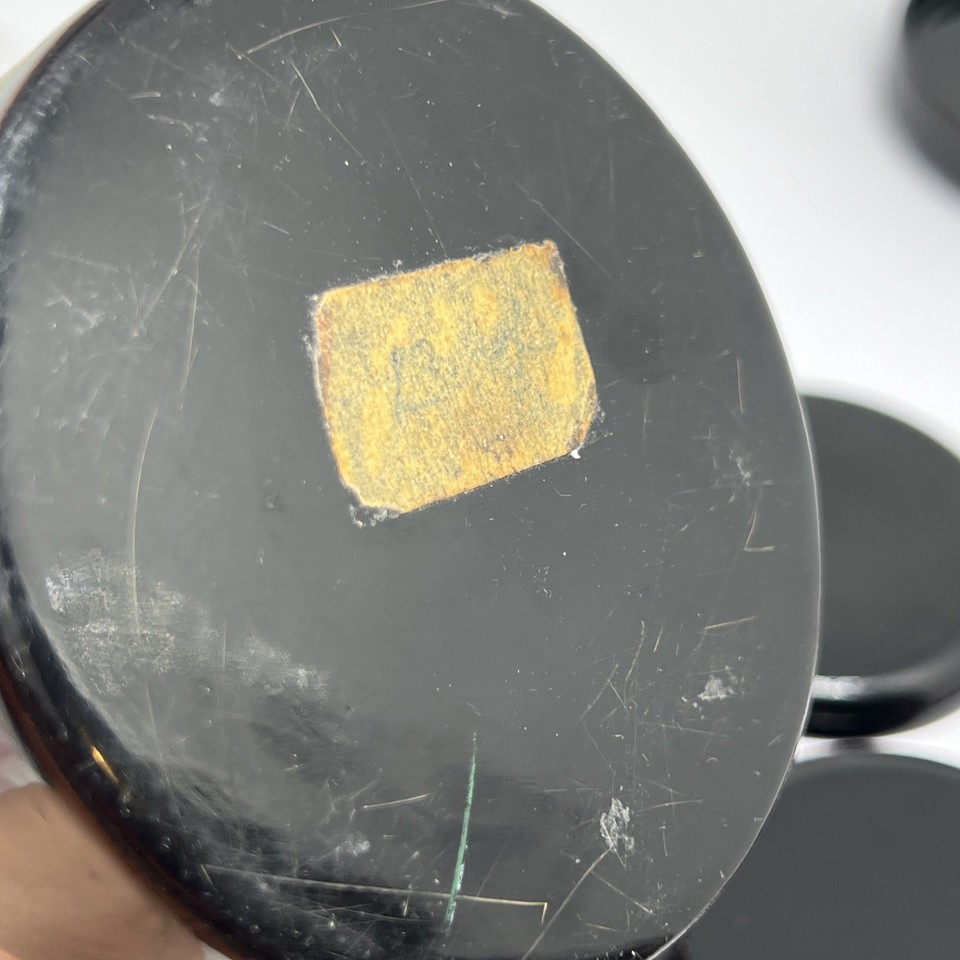 Mid Century Japanese Laquerware Set of 6 Coasters & Box Black Red Gold ...