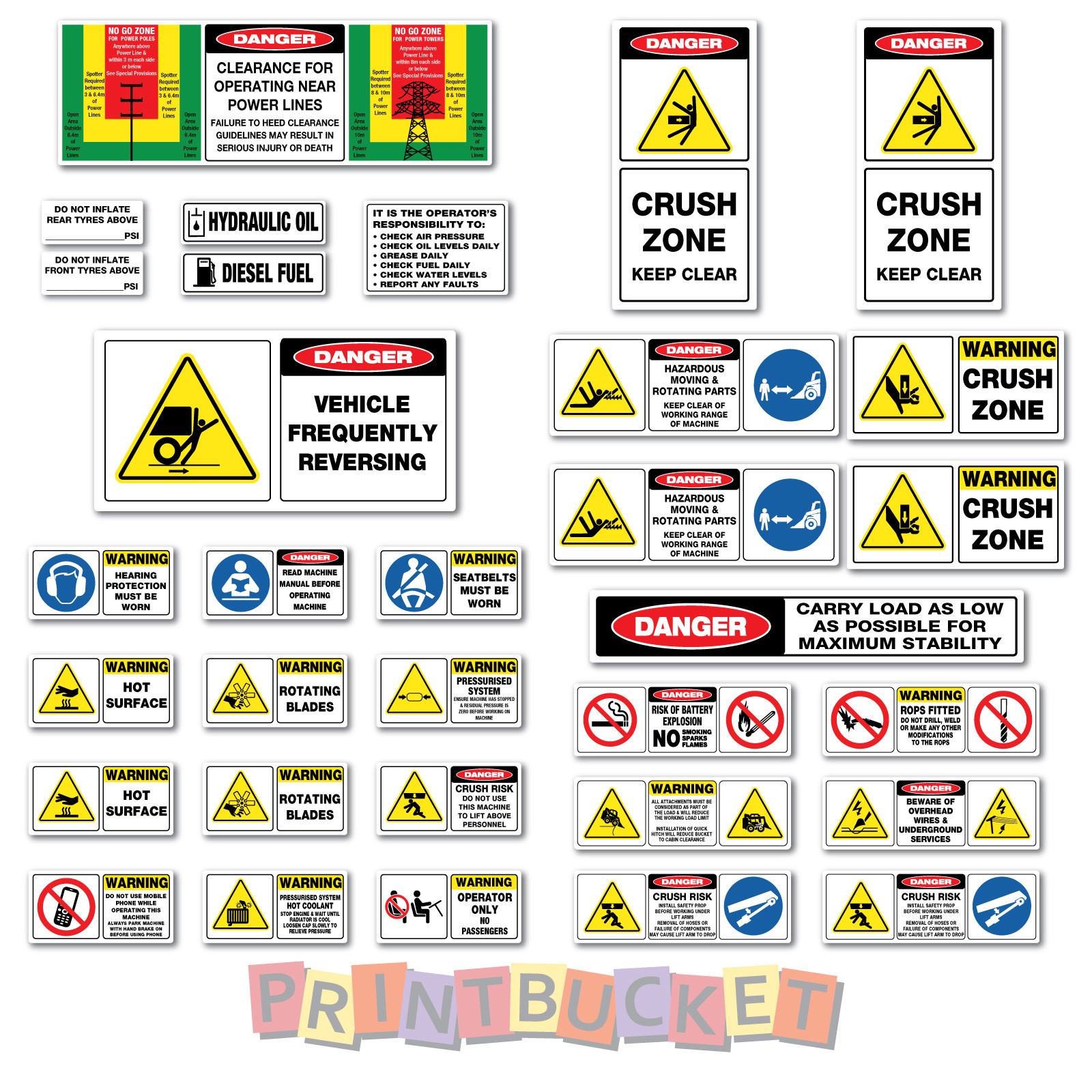 Skid Steer Loader risk assessment safety sticker kit 32 pieces | eBay