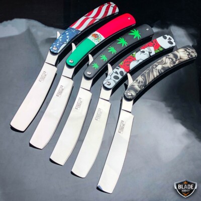 Shaving Straight Edge Razor Steel Folding Pocket Knife Barber Beard Cut ...