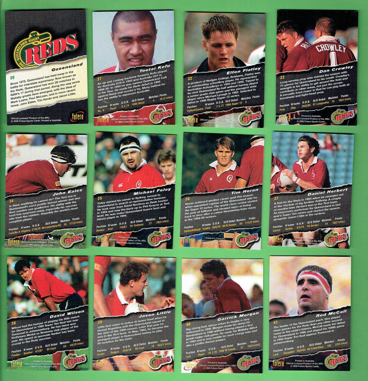 1996 QUEENSLAND REDS RUGBY UNION CARDS - 18 CARDS | eBay Australia
