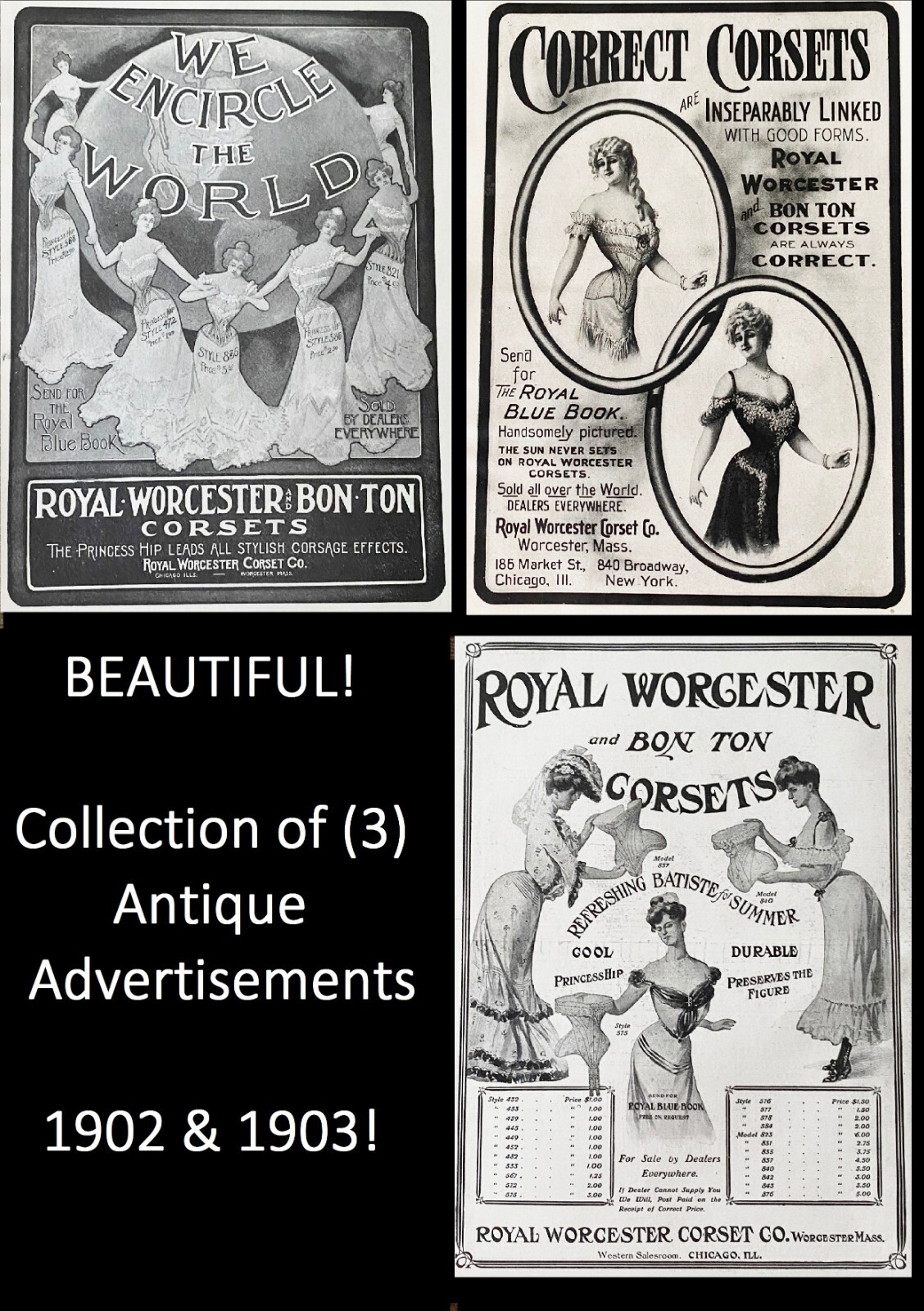 ROYAL WORCESTER&BON-TON CORSETS Edwardian Ladies Fashion Antique 1900s ...
