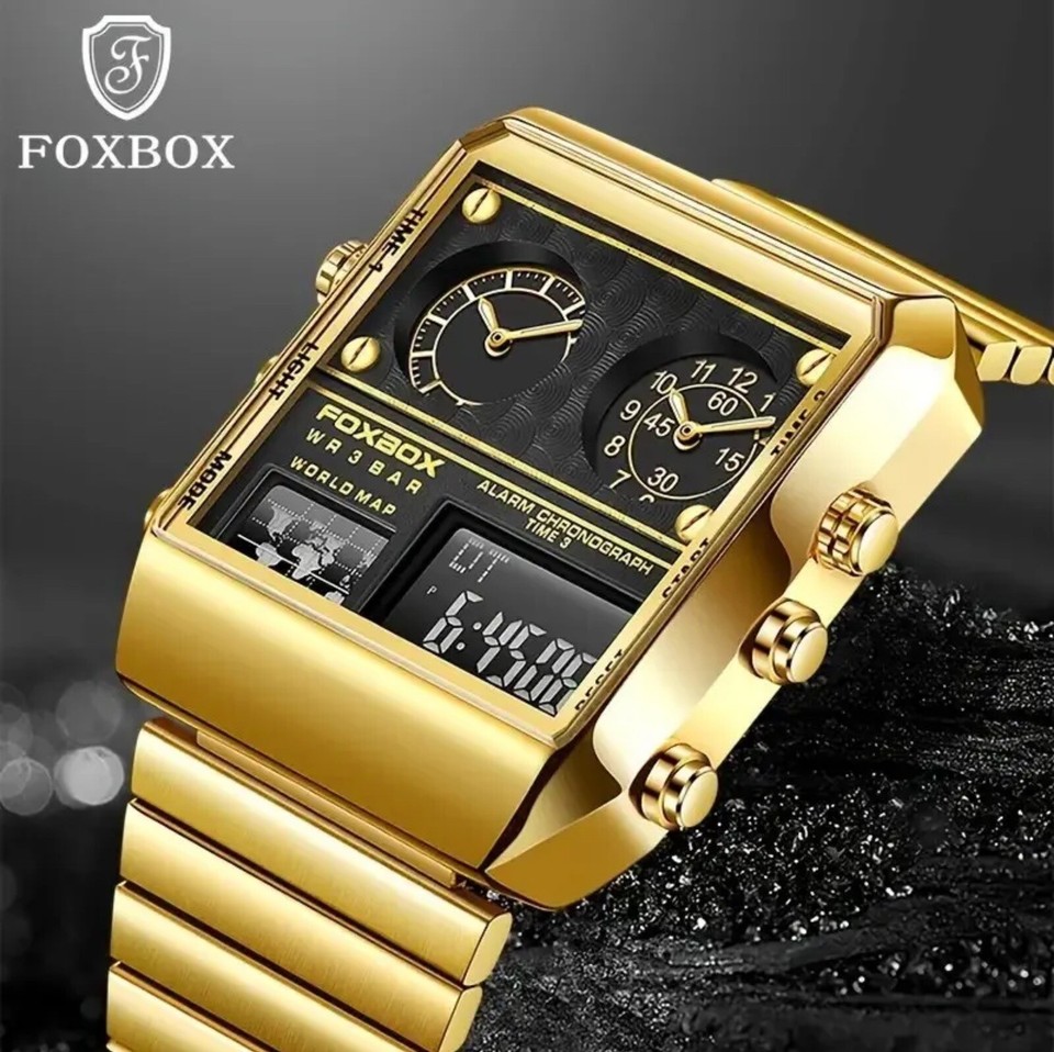 Digital Mens Dual Time Zone Waterproof Retro Watch. Great Gift Idea | eBay