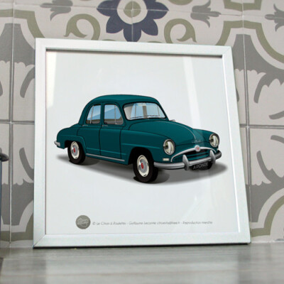 Poster Simca Aronde Simca 9 bleu vert A90 | eBay